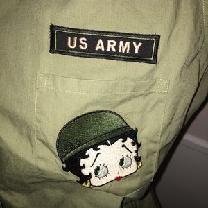 Betty Boop | Tops | Betty Boop Us Army Dungaree Sleeveless Blouse ...